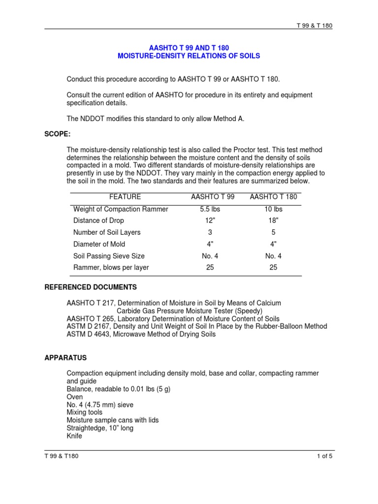 AASHTO t99 180 | PDF | Soil | Density