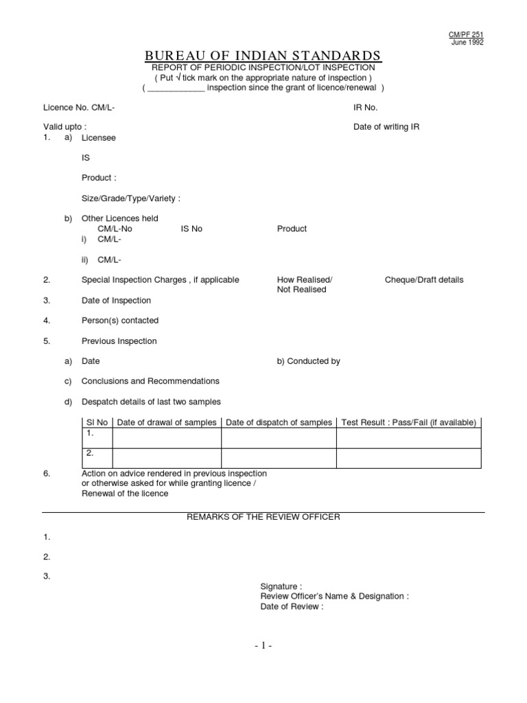 Periodic Inspection Report Template | PDF | Calibration | License