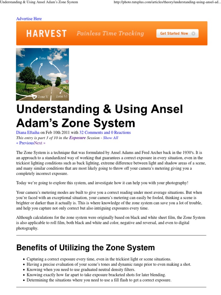 Understanding & Using Ansel Adam's Zone System PDF | PDF | Exposure ...