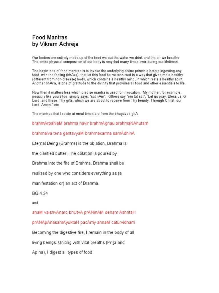 Food Mantras by Vikram Achreja | PDF