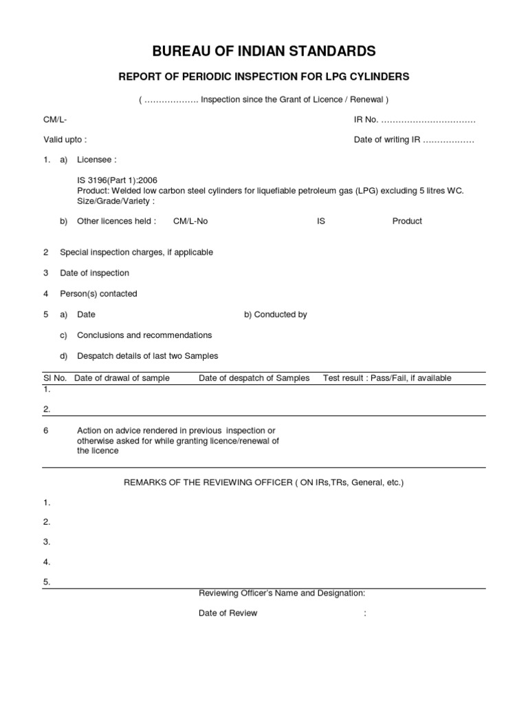Periodic Inspection Report for LPG Cylinders | Welding | Liquefied ...