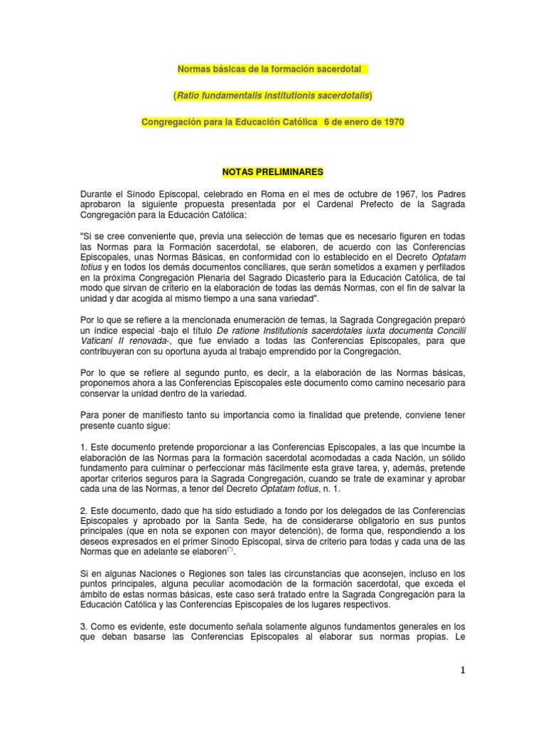 Ratio Fundamentalis | PDF | Seminario | Sacerdote