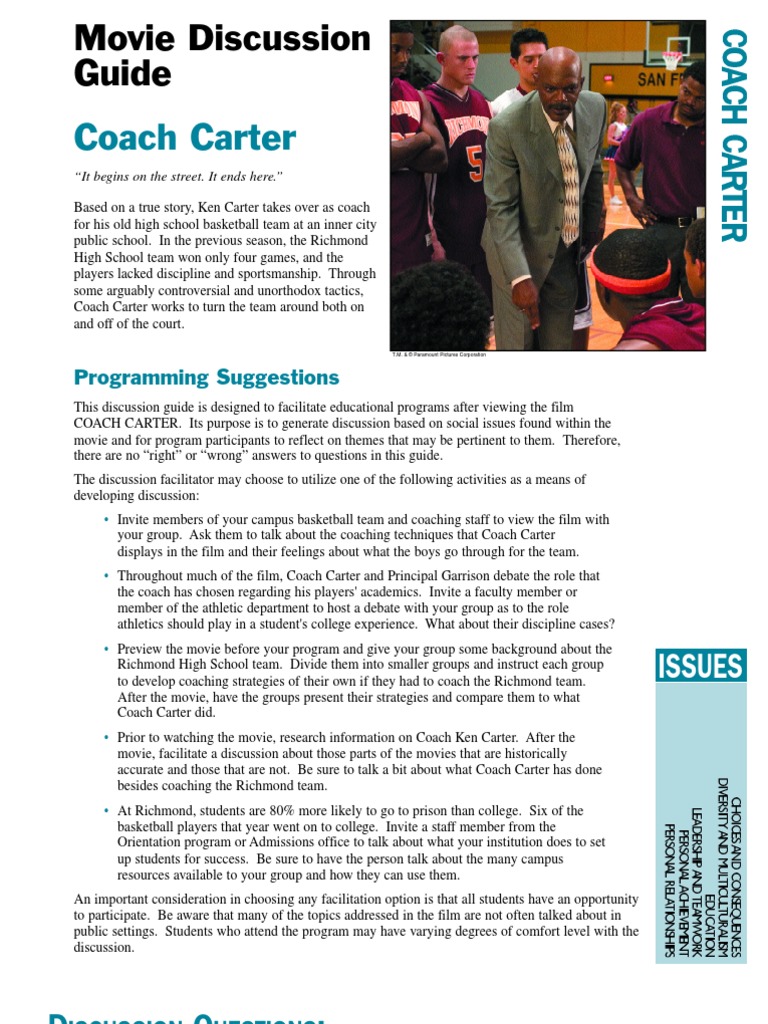 Coach Carter: Movie Discussion Guide | PDF | Cognition | Further Education