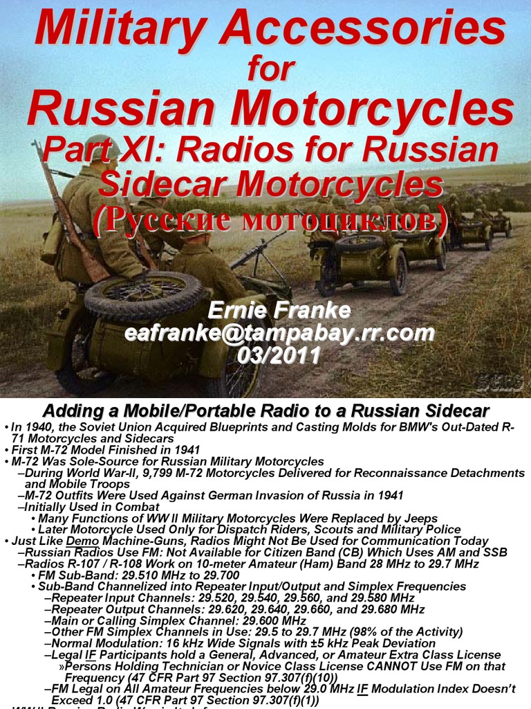 Part XI Radios For Russian Motorcycles | Download Free PDF | Very High ...