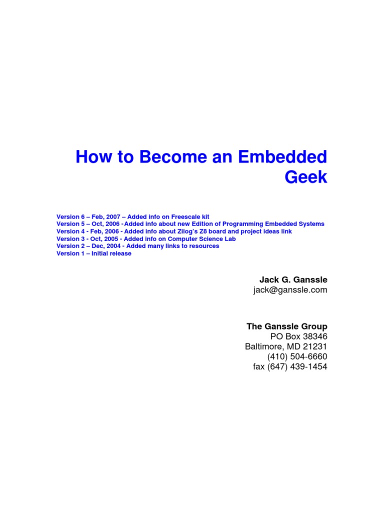 Embedded Geek - Jack Ganssle | PDF | Embedded System | Operating System