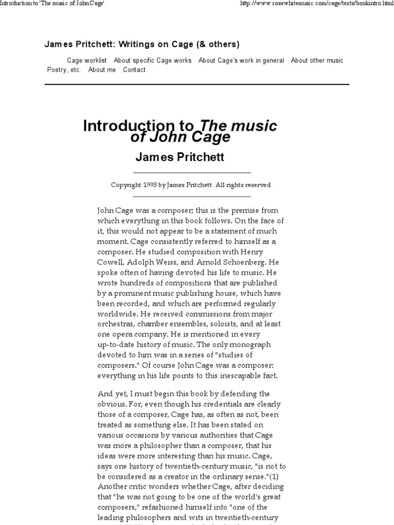 Introduction To The Music of John Cage PDF | PDF | Composers | Musical ...