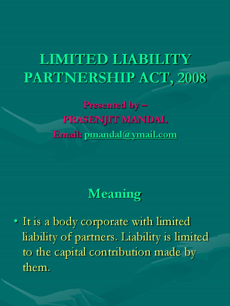 Limited Liability Partnership Act, 2008 | Download Free PDF | Limited ...