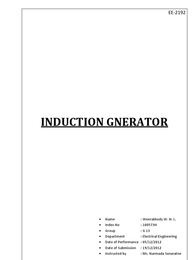 Induction Generator | PDF | Electric Generator | Electrical Grid