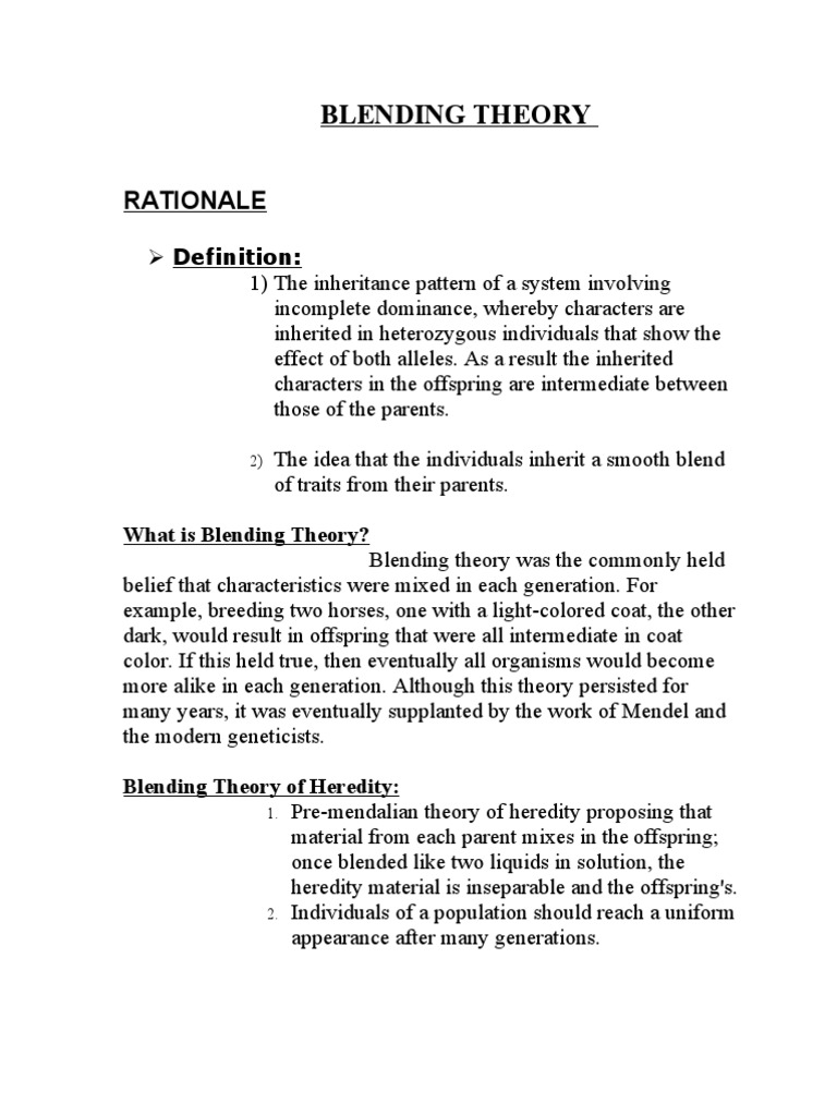 Blending Theory | PDF | Heredity | Genetics