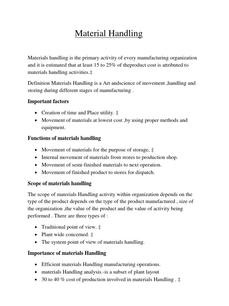 Material Handling | Science And Technology | Engineering