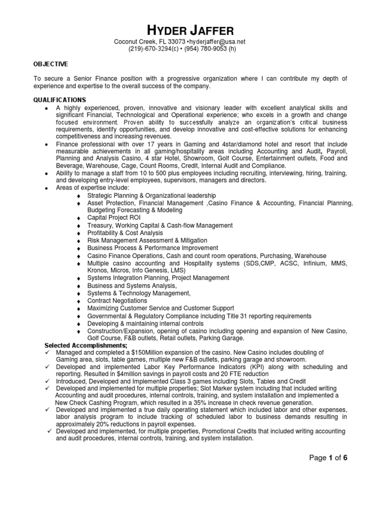 CFO Finance Director VP in USA Resume Hyder Jaffer | PDF | Regulatory ...