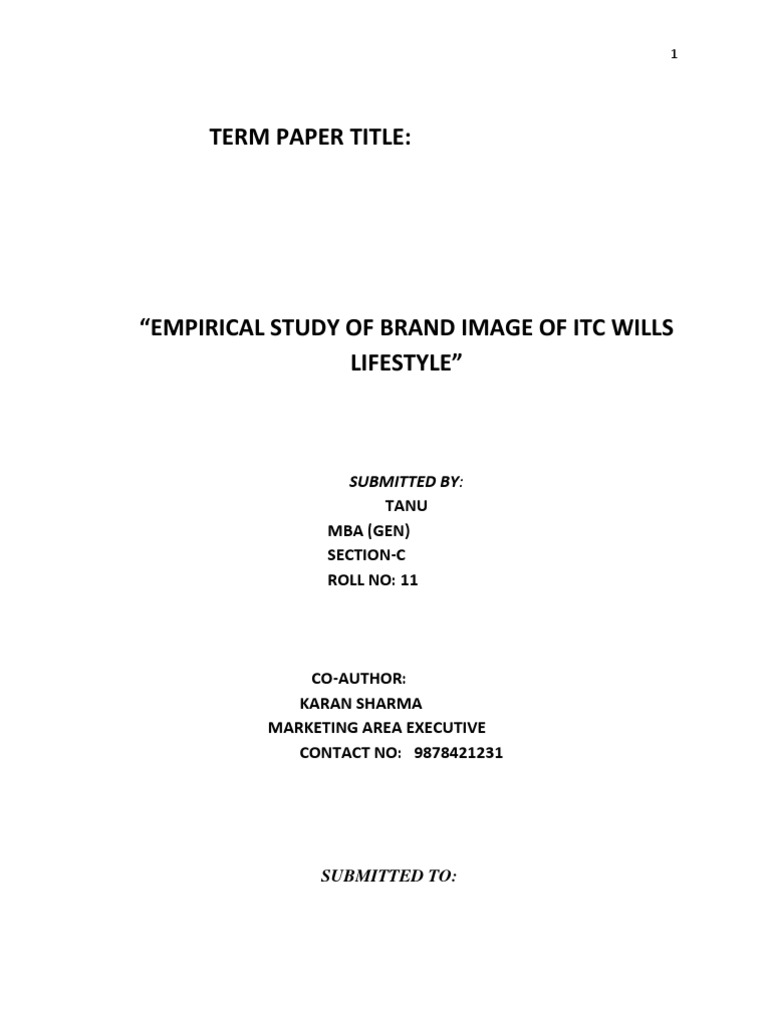 Term Paper Title:: Submitted by | PDF | Lifestyle