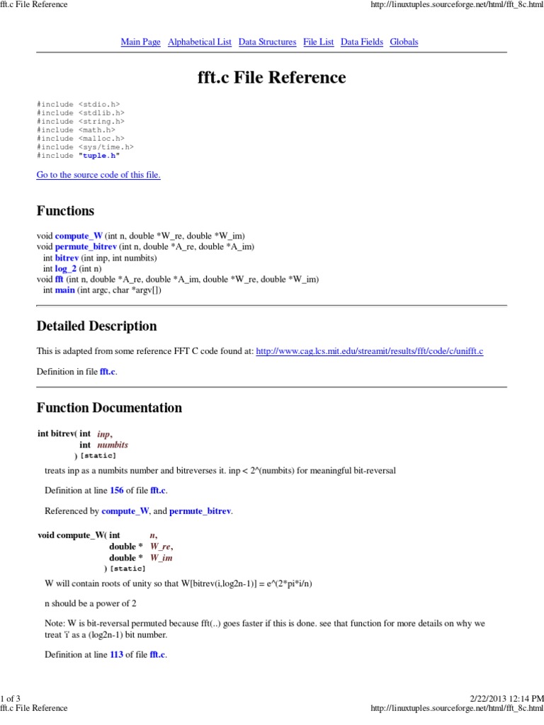 FFT.C File Reference | PDF