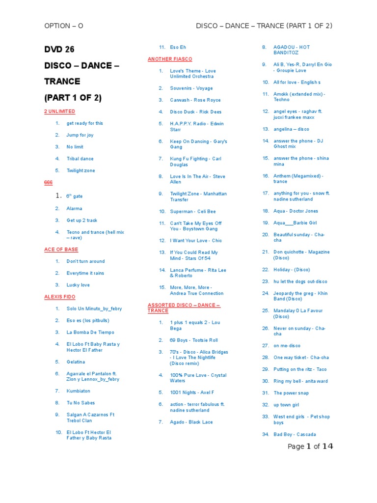DVD 24 - Disco - Dance - Trance (Part 1 of 2) | PDF