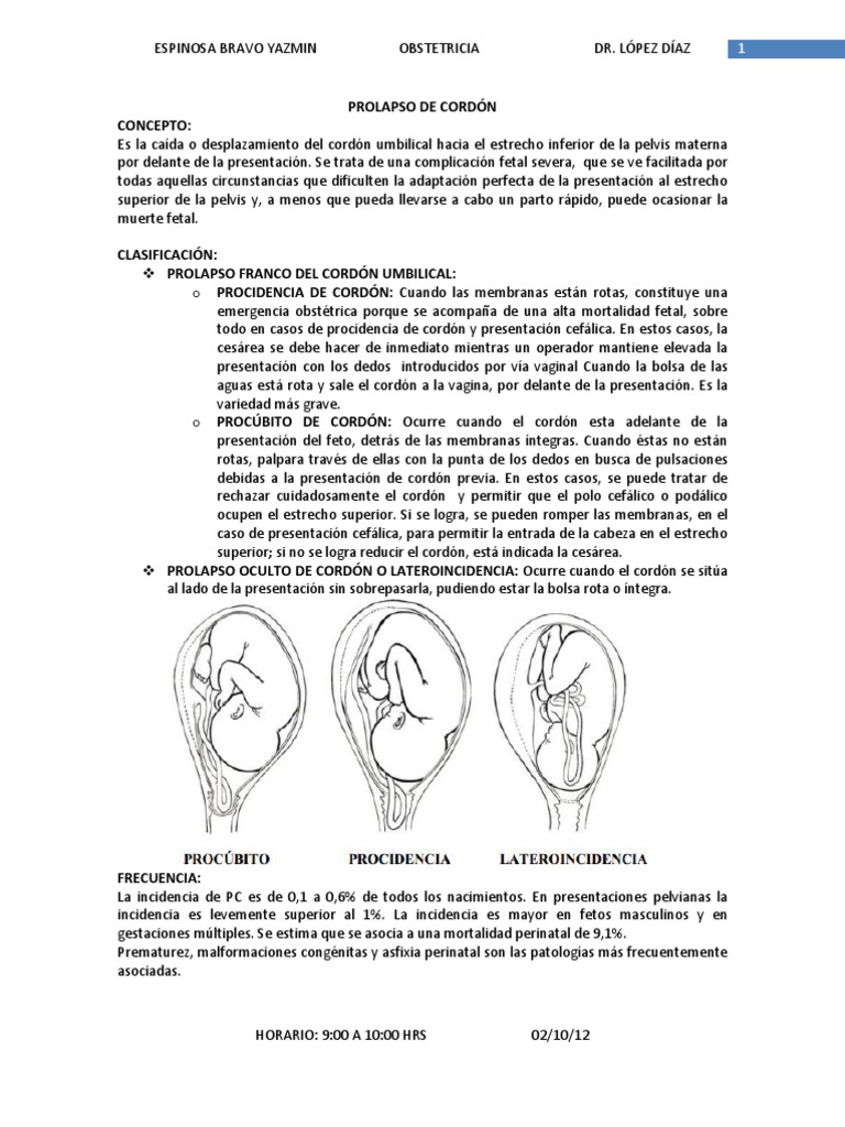 Prolapso de Cordón Umbilical: Diagnóstico y Tratamiento | PDF | Parto ...