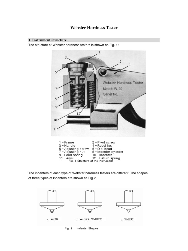 Webster User's Manual | PDF | Calibration | Hardness