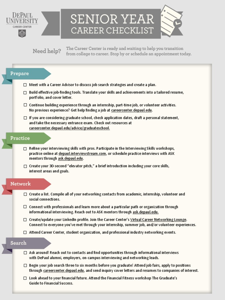 Senior Year Career Checklist | PDF