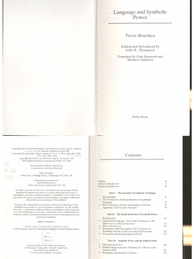 Pierre Bourdieu - Language & Symbolic Power | PDF | Behavioural Sciences