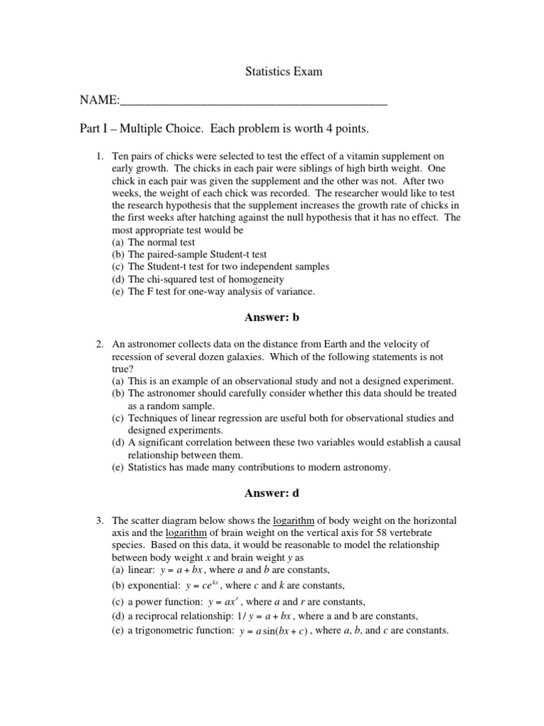 Statistics Exam | PDF | Errors And Residuals | Statistics