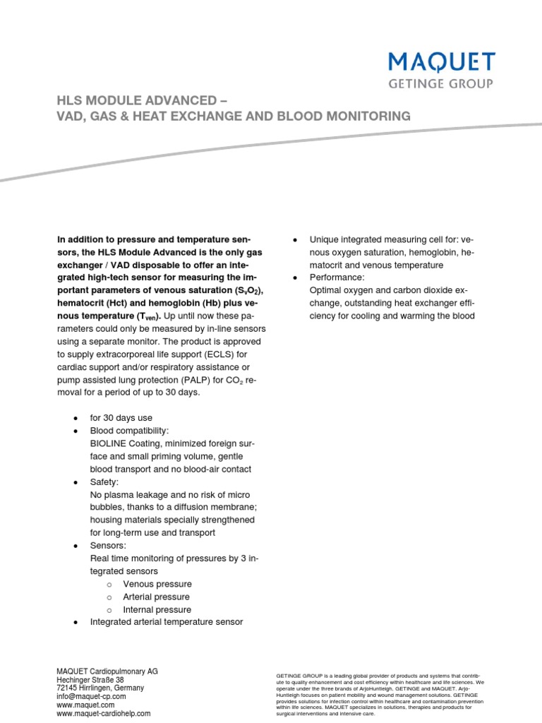 MAQUET-CARDIOHELP-Disposables-HLS_Module_Advanced.pdf | Blood | Oxygen
