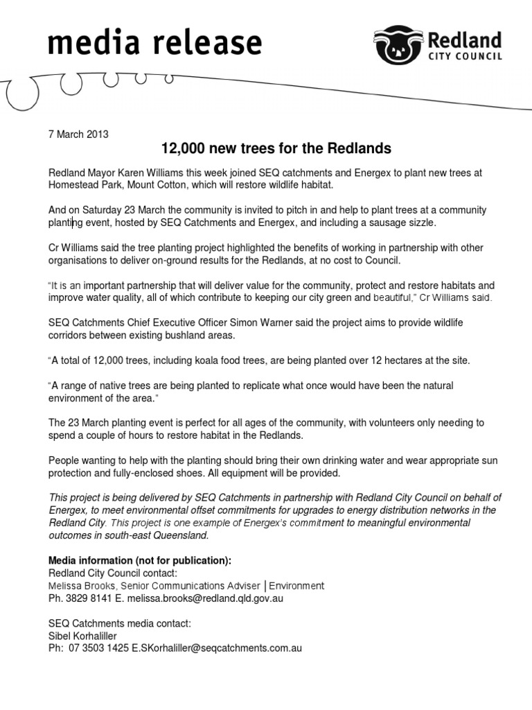 12,000 New Trees For The Redlands | PDF | Natural Environment ...