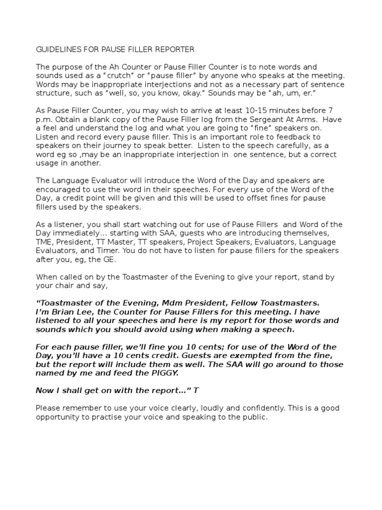 Pause Filler Guide | PDF