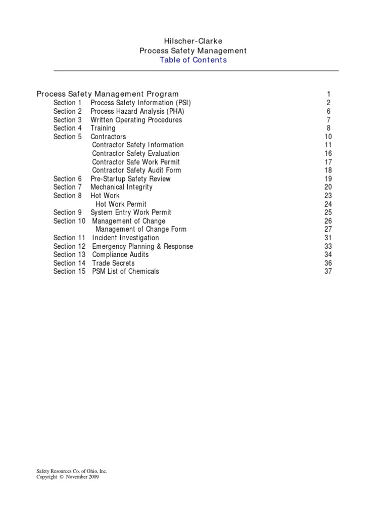 PSM Sample | Safety | Employment