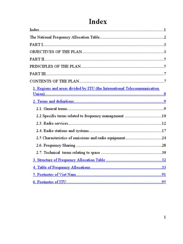 The National Frequency Allocation Table With Decision 125 | PDF ...