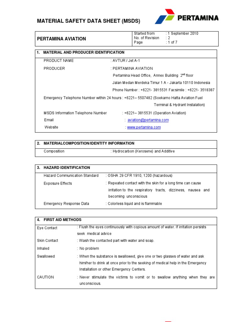 Avtur Msds | PDF | Dangerous Goods | Flammability