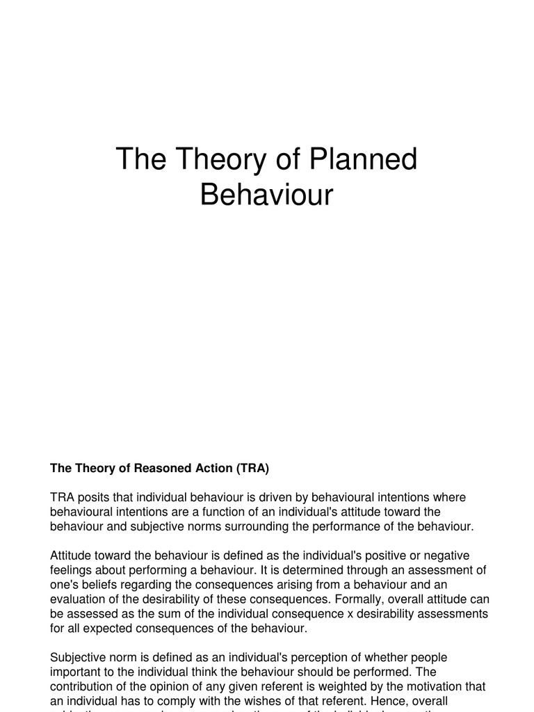 The Theory of Planned Behaviour | PDF | Attitude (Psychology) | Intention