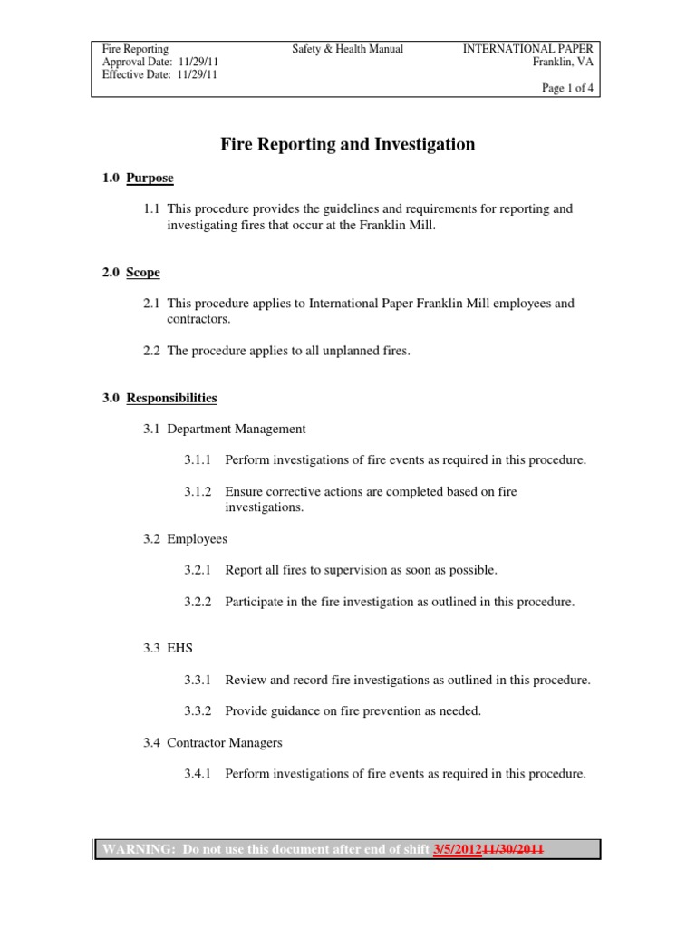 Fire Reporting Investigation | PDF | Emergency | Employment
