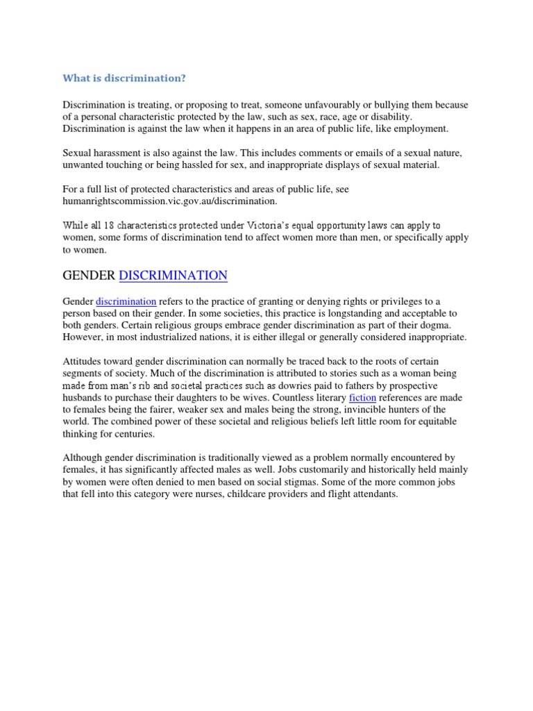 Gender Discrimination | PDF