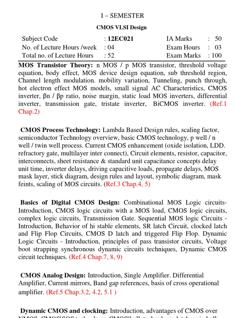VTU - MTECH - VLSI Design& Embedded Systems Syllabus - Revised | PDF | Thread (Computing) | Mosfet