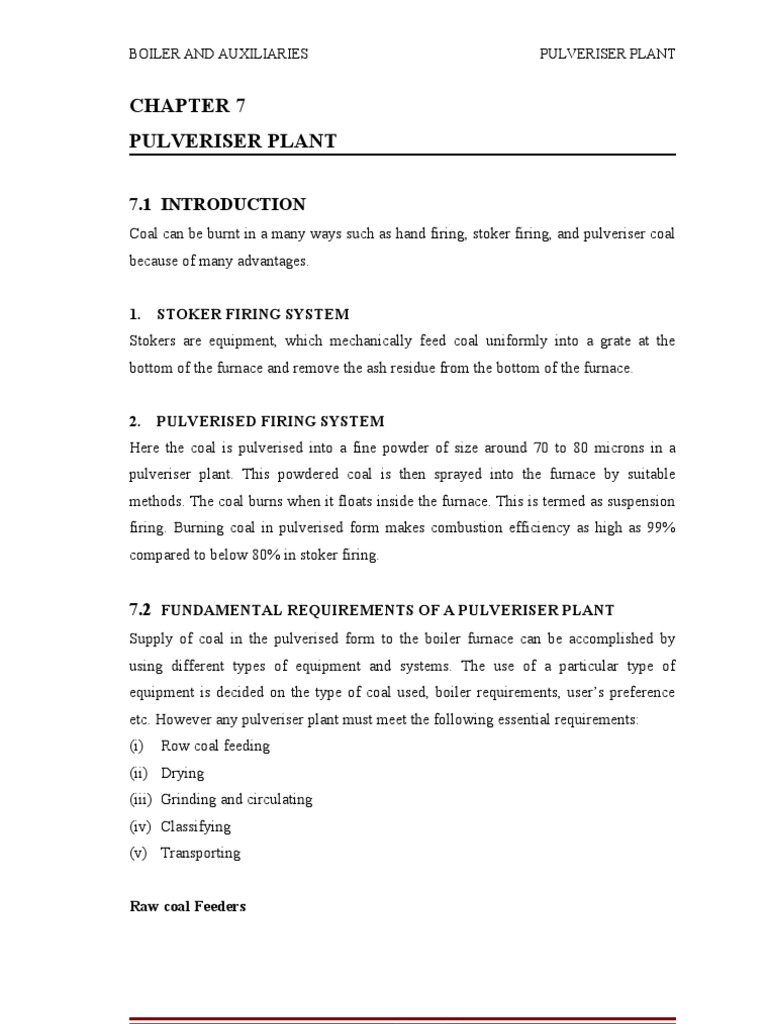 Overview of Pulveriser Plants | PDF | Mill (Grinding) | Mechanical ...