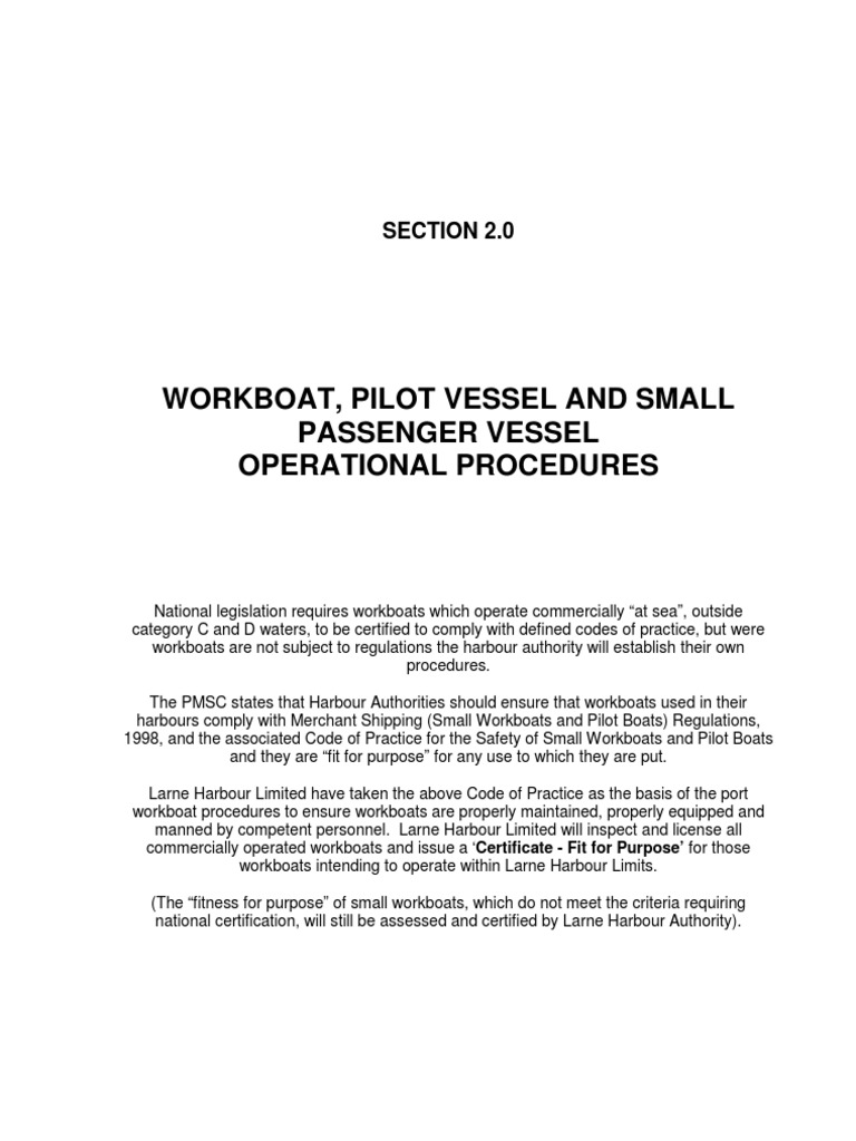 Workboat Operation Procedures | PDF | Sea Captain | Ships