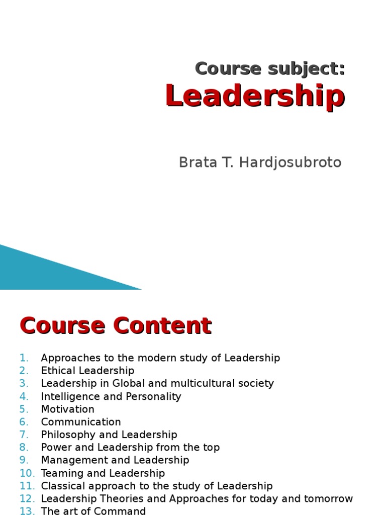 1.leadership Course | PDF | Leadership | Psychology