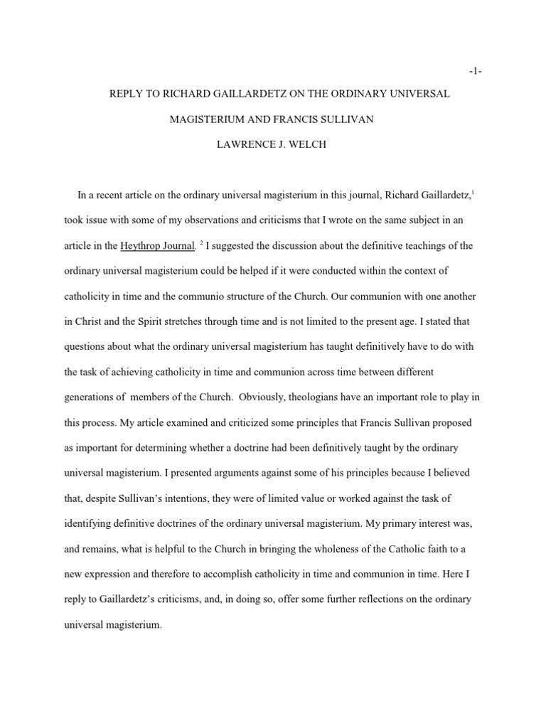 Ordinary and Universal Magisterium | PDF | Pope | Catholic Church