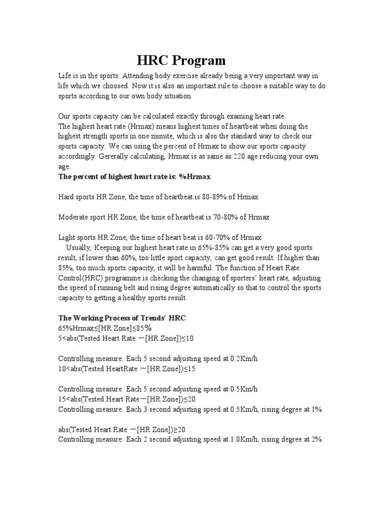 HRC Program: The Percent of Highest Heart Rate Is: %hrmax | PDF | Heart ...