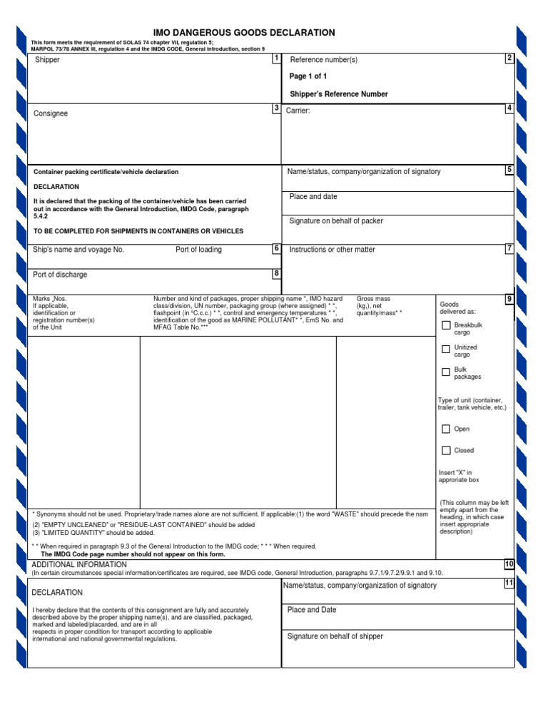 Imo DG Declaration | PDF