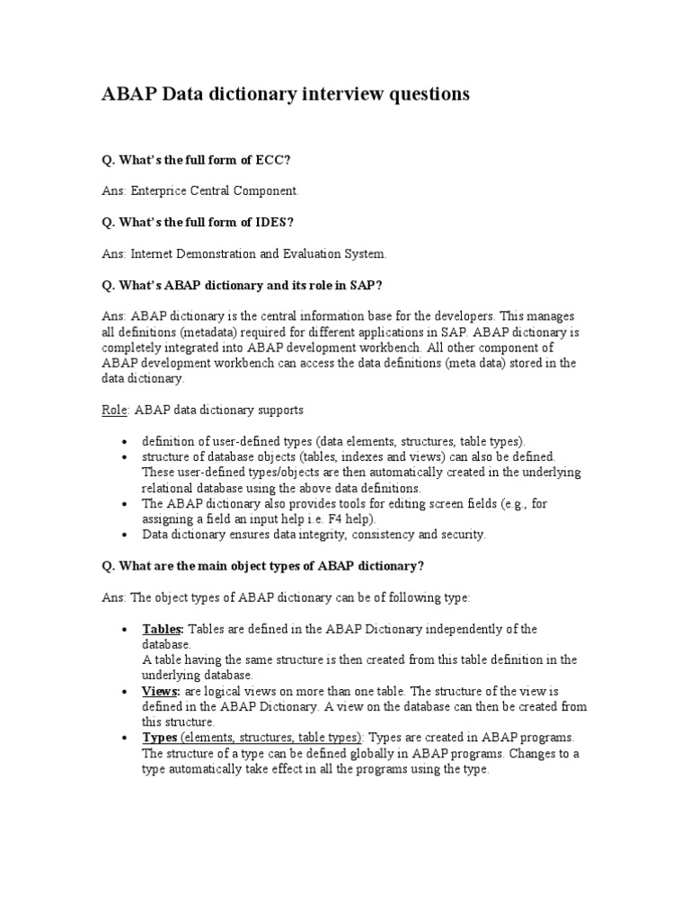 An Insightful Overview of Key Concepts in ABAP Data Dictionary Design ... An Insightful Overview of Key Concepts in ABAP Data Dictionary Design ...