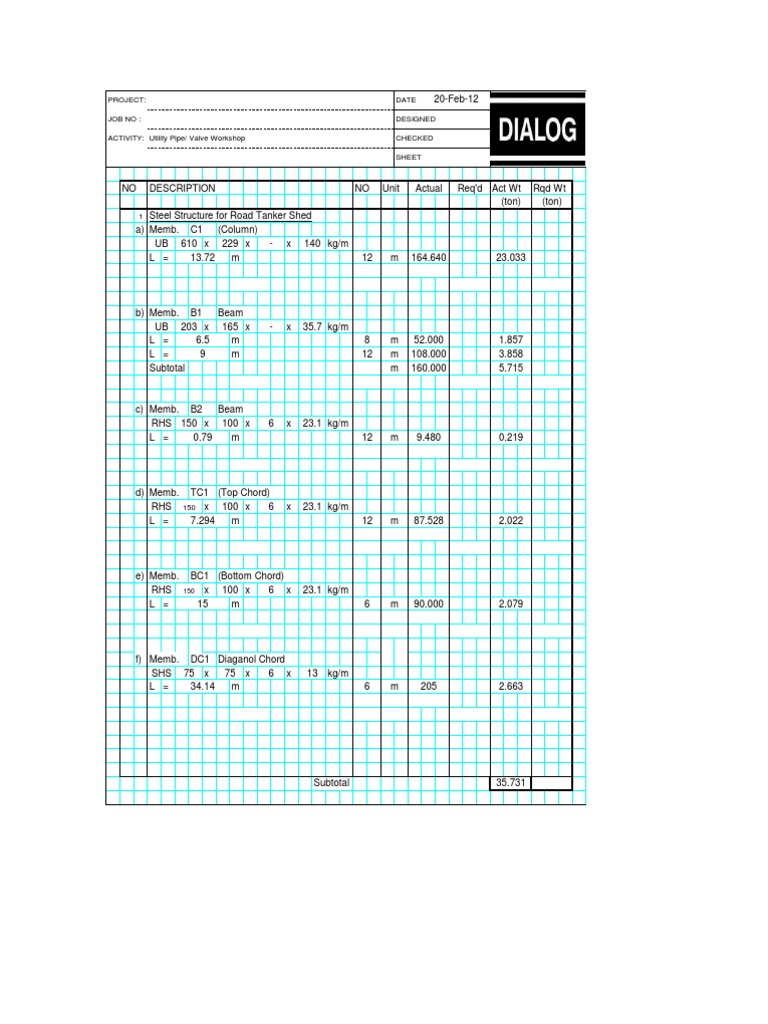 Steel Tonnage Calculation for Structures | PDF | Structural Engineering ...