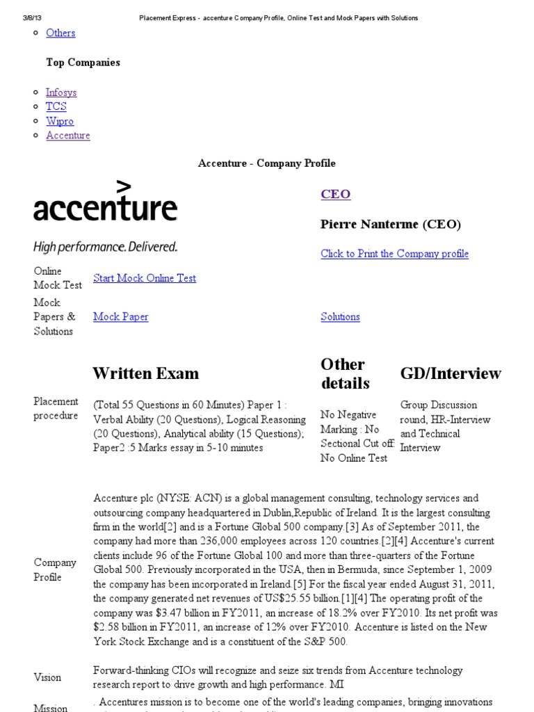 Accenture Company Profile Overview | PDF