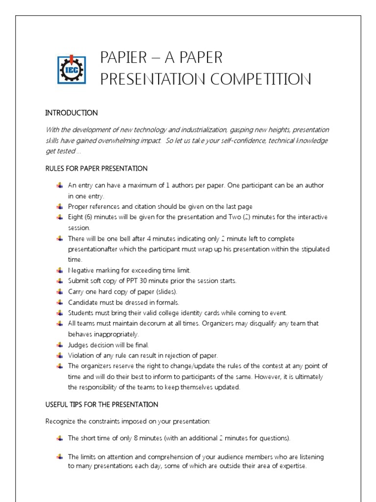 Papier - Winning Paper Presentation Tips | PDF | Reading Comprehension ...