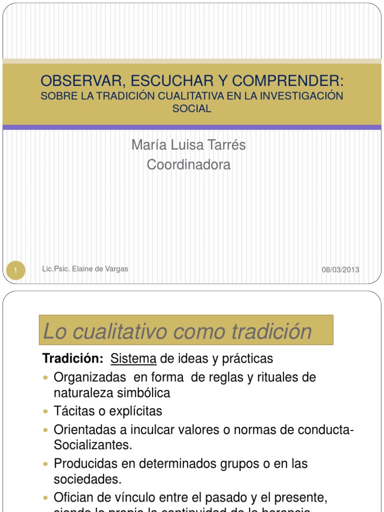 Observar, Escuchar y Comprender | PDF | Sociología | Método científico Observar, Escuchar y Comprender | PDF | Sociología | Método científico