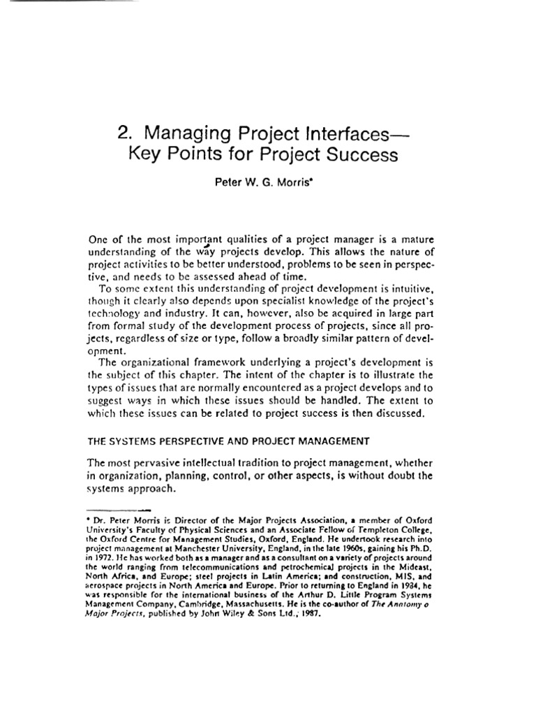 Managing Project Interfaces Key Points For Project Success | PDF ...