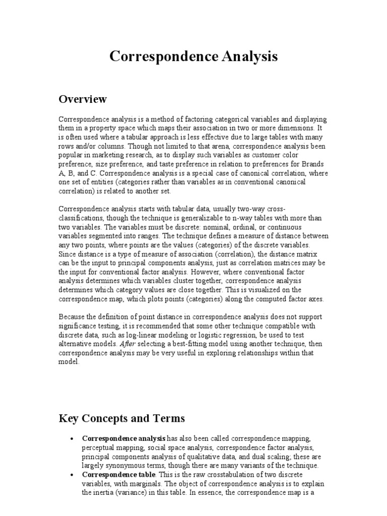 Correspondence Analysis Guide | PDF | Factor Analysis | Principal ...