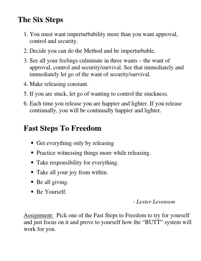 The Six Steps To Freedom