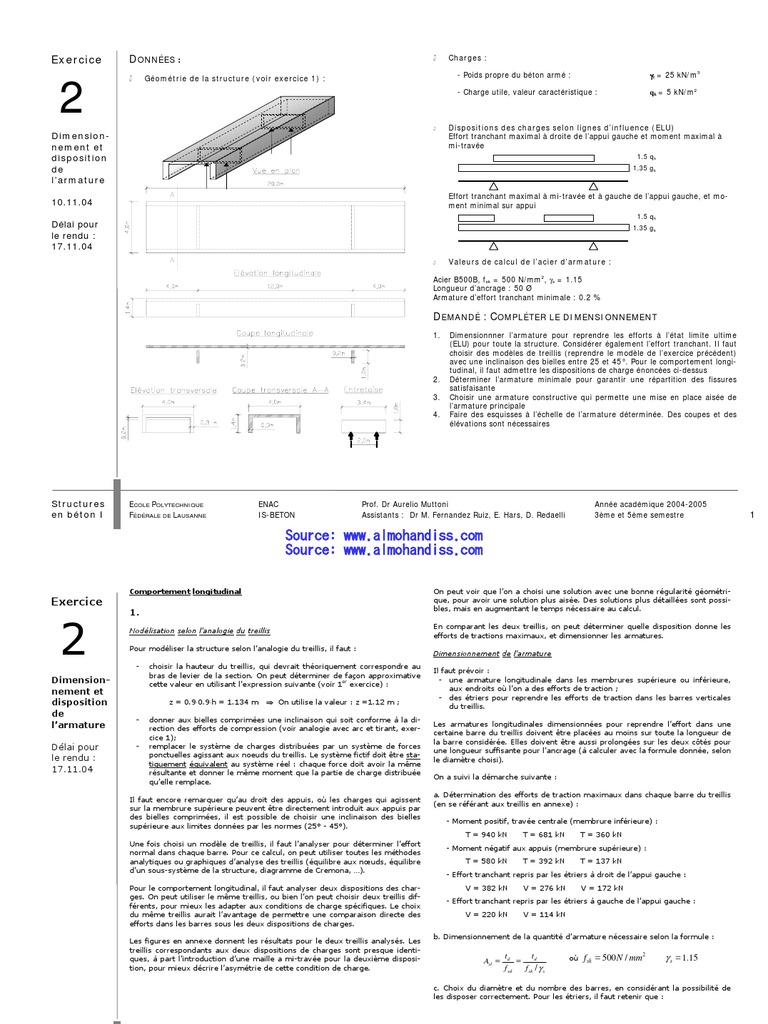 1 2 Dimensionnement Et Disposition de l Armature | Treillis (assemblage ...