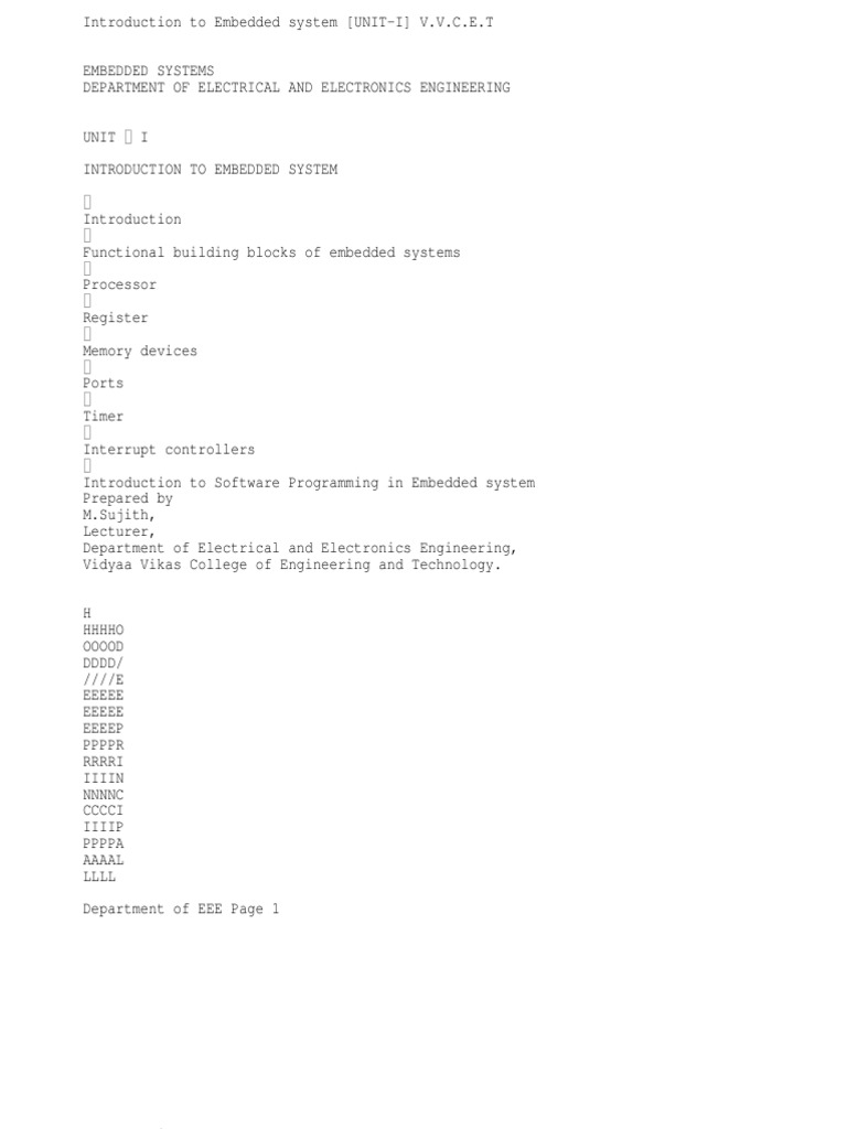 Unit 1 Embedded System | PDF | Embedded System | Dynamic Random Access Memory