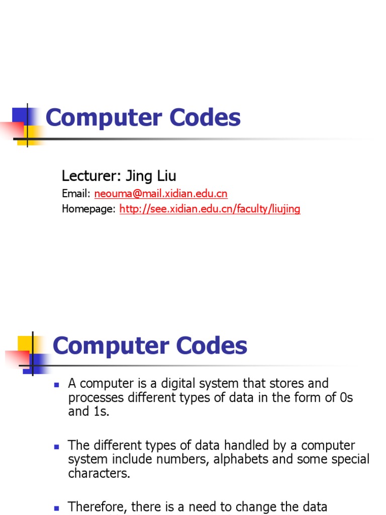 Lecture Computer Codes | PDF | Binary Coded Decimal | Division (Mathematics)